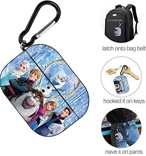 Dis-ney Cartoon Collection AirPods Pro Protective case Cover Accessories TPU Material, Full Protection Shock-Proof Cover with Keychain is Compatible with Apple AirPods 3 (Fro-Zen)