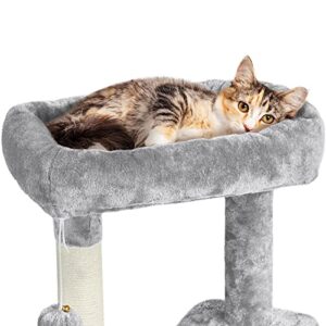 Topeakmart Cat Tree 33in Cat Tower Plush Cover with Condo, Platform & Basket for Indoor Kittens