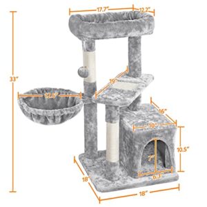 Topeakmart Cat Tree 33in Cat Tower Plush Cover with Condo, Platform & Basket for Indoor Kittens