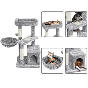 Topeakmart Cat Tree 33in Cat Tower Plush Cover with Condo, Platform & Basket for Indoor Kittens