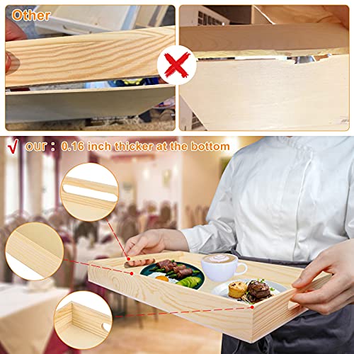 6 Pcs Wooden Serving Trays - Unfinished Reinforced Wooden Decorative Trays with Handles, DIY Crafts Differdent Food Tray Set for Breakfast, Dinner, Tea ,Coffee Table, BBQ, Party(12"x6" to 16"x10")