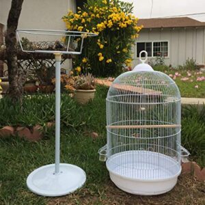 60" Classic Round Bird Cage with Stand for Finch Canary Aviary Budgie Cockatiel Parakeet (16" Diameter x 60" H, White)