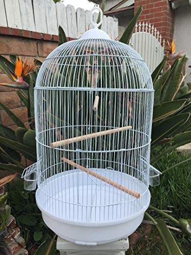 60" Classic Round Bird Cage with Stand for Finch Canary Aviary Budgie Cockatiel Parakeet (16" Diameter x 60" H, White)