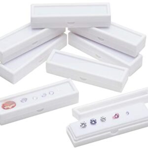 8 PCS Loose Gemstone Display Box Jewelry Box Container with Glass Top Lids for Gems, Diamond,Diameter 4”(White)