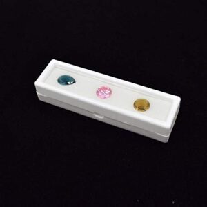 8 PCS Loose Gemstone Display Box Jewelry Box Container with Glass Top Lids for Gems, Diamond,Diameter 4”(White)