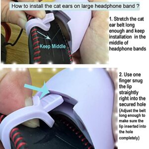 Cute Cat Ears Fits for HypreX Cloud/Cloud Stinger/Cloud Flight Headsets, Universal Fit Lovely Kitty Adjustable Attachment Straps for Video Live Gaming Headphone,Black& Pink