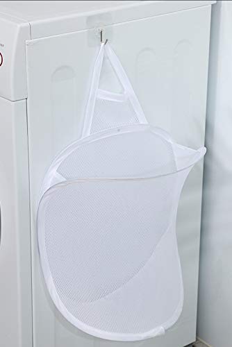 Heng happy Small Mesh Hanging Laundry Hamper Basket,Over-The-Door Mesh Hamper, Wall Dirty Clothes basket