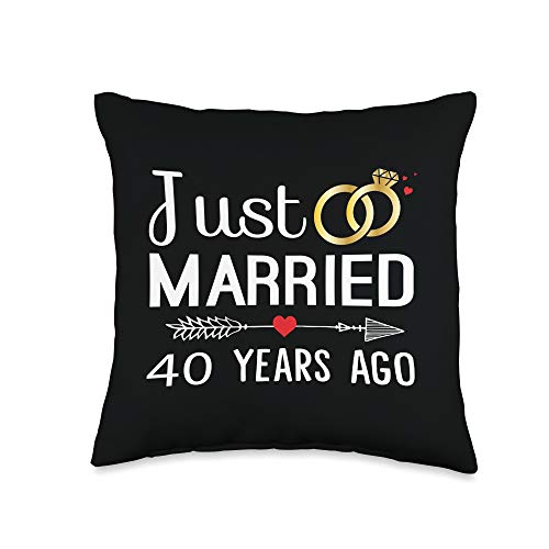 Couple 40 Years Anniversary Gifts Just Married 40 Years Ago Couple 40th Wedding Anniversary Throw Pillow, 16x16, Multicolor