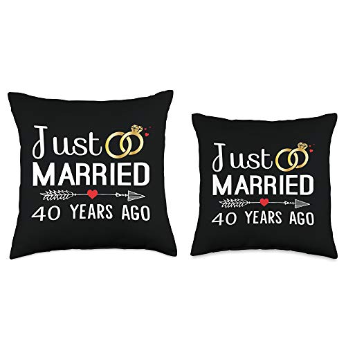 Couple 40 Years Anniversary Gifts Just Married 40 Years Ago Couple 40th Wedding Anniversary Throw Pillow, 16x16, Multicolor