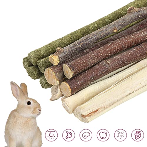 okdeals 3-Pack Hamster Chew Toys, 300g Apple Sticks Timothy Hay Sticks Sweet Bamboo 3 Types Combinedmolar Stick, Suitable for Chinchilla,Squirrel,Hamster,Squirrel and Bunny