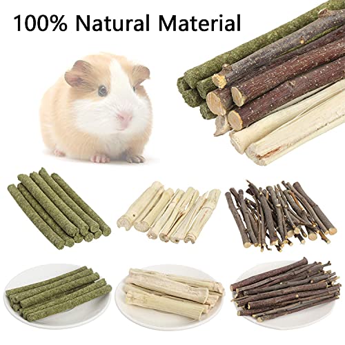 okdeals 3-Pack Hamster Chew Toys, 300g Apple Sticks Timothy Hay Sticks Sweet Bamboo 3 Types Combinedmolar Stick, Suitable for Chinchilla,Squirrel,Hamster,Squirrel and Bunny