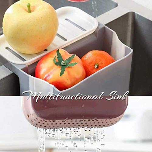 Multifunction Sink Drain Basket - Universal & Foldable - Sink Trash Holder Sink Side Storage Drainer Strainer Basket (Gray)