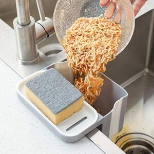 Multifunction Sink Drain Basket - Universal & Foldable - Sink Trash Holder Sink Side Storage Drainer Strainer Basket (Gray)