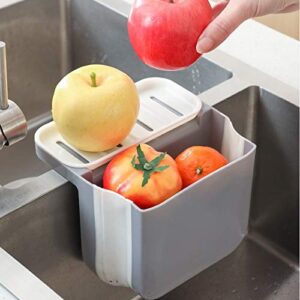 Multifunction Sink Drain Basket - Universal & Foldable - Sink Trash Holder Sink Side Storage Drainer Strainer Basket (Gray)