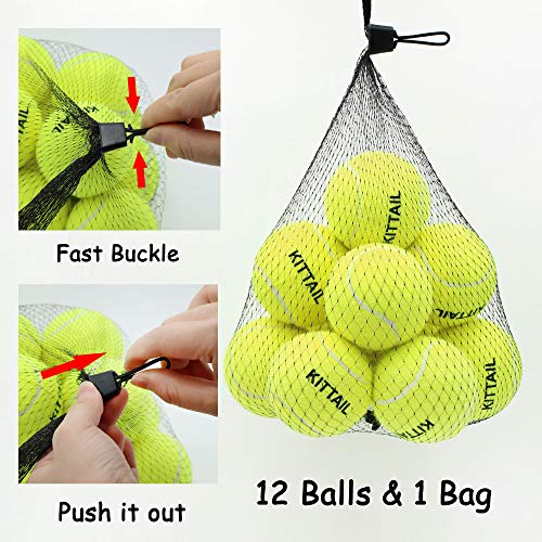 12 Pcs Squeaky Tennis Balls for Dogs - 2.58" Interactive Doggy Toys - Safe, Durable for Small Medium Large Dogs Training Playing, with 1 Reusable Carry Bag