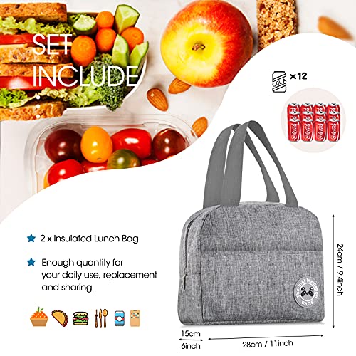 Weewooday 2 Pieces Insulated Lunch Bag Reusable Lunch Box Freezable Lunch Bag Leakproof Tote Bag for Women Men Office Work School Beach Hiking Picnic Fishing