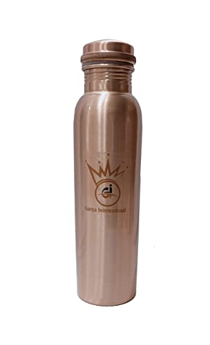 Pure Copper Water Bottle 34 Oz Ayurvedic Leak Proof copper vessel copper water storage 1 litre copper water bottle for ayurvedic health benefits Birthday Gift , Wedding Gift, Valentine day Gift