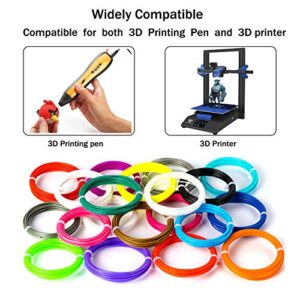 3D Pen Filament PLA,1.75mm PLA Filament Pack of 20 Colors,Each Color 16.4 Feet Total 328 Feet,No Smells Filament for Most High Temperature 3D Pen and 3D Printer