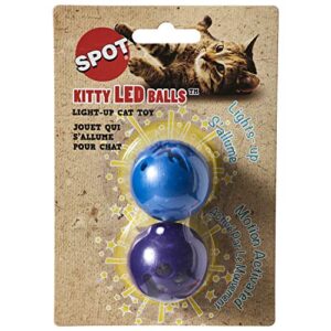 spot ethical products kitty led/light up cat toy balls / 2 pack, multi