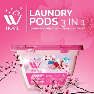 3-in-1 Laundry Pods, 32 Count Box, High Efficiency (HE), Ultra Concentrate with Powerful Stain Lifter Technology, Fabric Softener With Rose Extracts & Cheery Blossom Scent, Detergent Pods