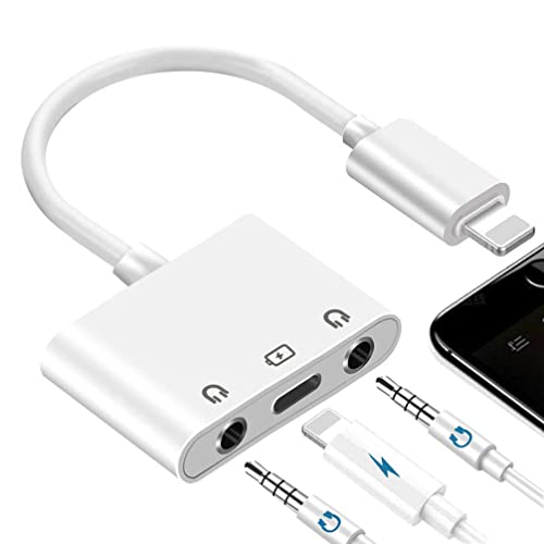 8ware Lightning to 3.5mm Headphone Adapter for iPhone Dual Earphone Jack and Charging Adapter Headphone Splitter for iPhone 14/13/12/11/XS Max/XR/8/7 Supports iOS up to Latest 16