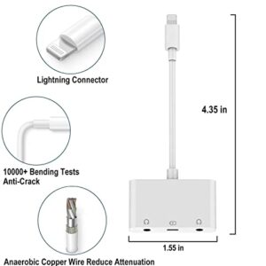 8ware Lightning to 3.5mm Headphone Adapter for iPhone Dual Earphone Jack and Charging Adapter Headphone Splitter for iPhone 14/13/12/11/XS Max/XR/8/7 Supports iOS up to Latest 16