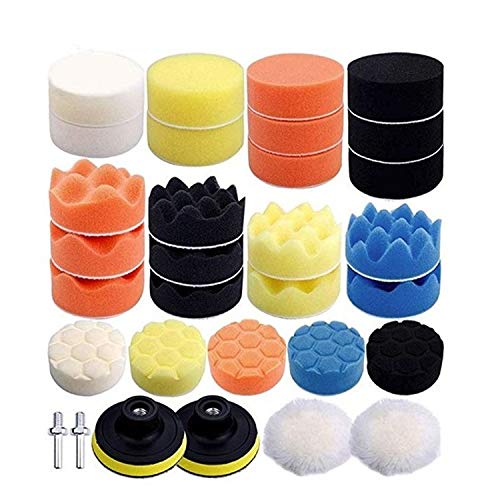 31 PCS 3 Inch Buffing Sponge Pads and Polishing Pads kit, Car Polishing Pad Kit Foam Polishing Pads Car Buffer Polisher Attachment