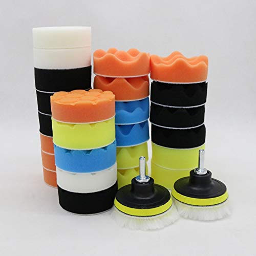 31 PCS 3 Inch Buffing Sponge Pads and Polishing Pads kit, Car Polishing Pad Kit Foam Polishing Pads Car Buffer Polisher Attachment