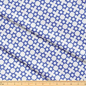 fabric by the yard [ 58" inches x 1 yard ] decorative fabric for sewing quilting apparel crafts home decor accents (jewish stars blue pattern)