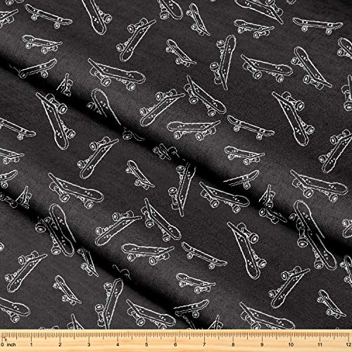 Fabric by The Yard [ 58" inches x 1 Yard ] Decorative Fabric for Sewing Quilting Apparel Crafts Home Decor Accents (Fingerboard Small Copy Skateboard Pattern)