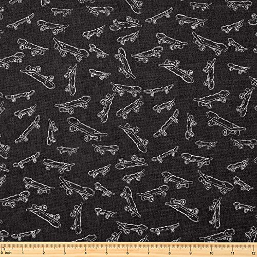 Fabric by The Yard [ 58" inches x 1 Yard ] Decorative Fabric for Sewing Quilting Apparel Crafts Home Decor Accents (Fingerboard Small Copy Skateboard Pattern)