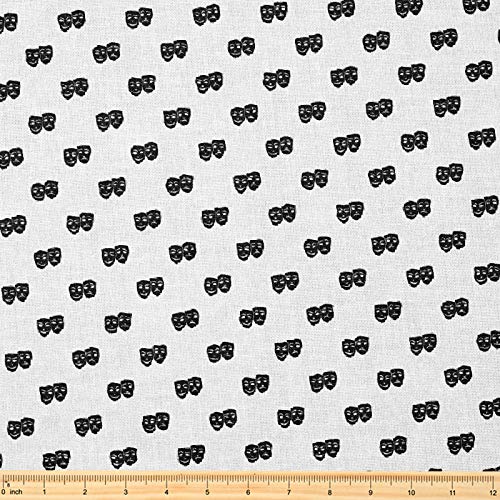 KoolSwitch Fabric by The Yard [ 58 inches x 1 Yard ] Decorative Fabric for Sewing Quilting Apparel Crafts Home Decor Accents (Comedy Tragedy Theatrical Masks Pattern), Length = 1 Yard