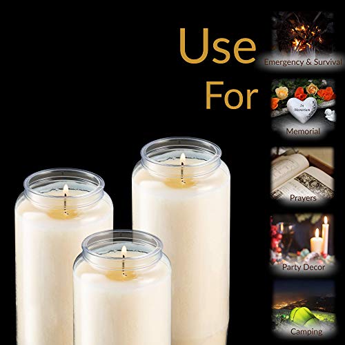 Tribello 6 Day Candles, 20 Pack | 6” White Pillar Candles for Memorial, Religious Ceremony, Party Decor, Emergency Survival | Unscented Slow Burning 100% Vegetable Wax in Plastic Jar Container