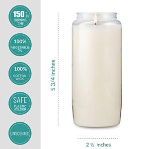 Tribello 6 Day Candles, 20 Pack | 6” White Pillar Candles for Memorial, Religious Ceremony, Party Decor, Emergency Survival | Unscented Slow Burning 100% Vegetable Wax in Plastic Jar Container