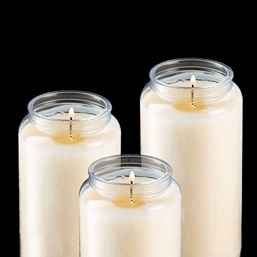 Tribello 6 Day Candles, 20 Pack | 6” White Pillar Candles for Memorial, Religious Ceremony, Party Decor, Emergency Survival | Unscented Slow Burning 100% Vegetable Wax in Plastic Jar Container