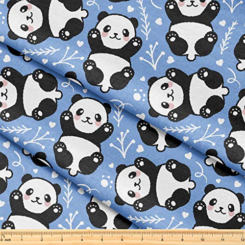 Fabric by The Yard [ 58" inches x 1 Yard ] Decorative Fabric for Sewing Quilting Apparel Crafts Home Decor Accents (Cute Cartoon Panda Pattern)