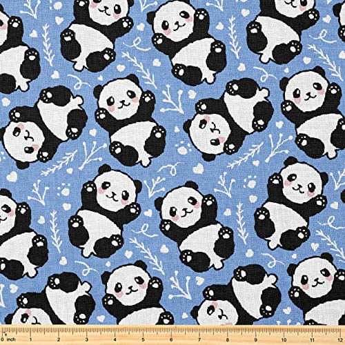 Fabric by The Yard [ 58" inches x 1 Yard ] Decorative Fabric for Sewing Quilting Apparel Crafts Home Decor Accents (Cute Cartoon Panda Pattern)