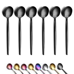 black coffee spoons set of 6, kyraton stainless steel 5.1" titainium plating demitasse spoons, tiny espresso spoons, small mini coffee spoons, dishwasher safe