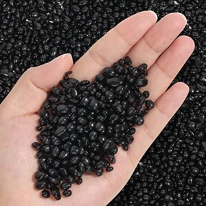 t4u tumbled chips stones crushed black gravels 1 lb, irregular shaped natural rock pebbles, diy polished rocks for potted plant, bonsai, vase fillers aquarium decoration, aquarium gravel rocks