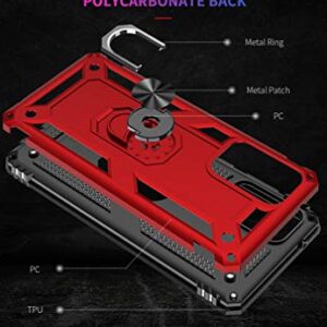 YZOK for Galaxy A02S Case,Samsung A02S Case,with HD Screen Protector,[Military Grade] Ring Car Mount Kickstand Hybrid Hard PC Soft TPU Shockproof Protective Case for Samsung Galaxy A02S (Red)