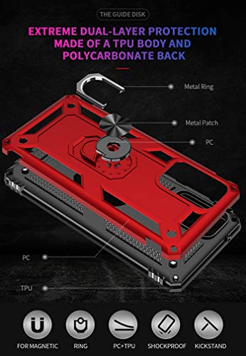 YZOK for Galaxy A02S Case,Samsung A02S Case,with HD Screen Protector,[Military Grade] Ring Car Mount Kickstand Hybrid Hard PC Soft TPU Shockproof Protective Case for Samsung Galaxy A02S (Red)