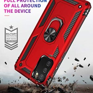 YZOK for Galaxy A02S Case,Samsung A02S Case,with HD Screen Protector,[Military Grade] Ring Car Mount Kickstand Hybrid Hard PC Soft TPU Shockproof Protective Case for Samsung Galaxy A02S (Red)