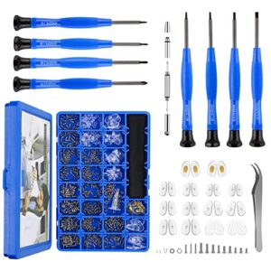 upgrade version magnetic eye glass repairing kit, eyeglass repair tool kit with compact screw box include nose pads, precision screwdriver set, screws, tweezer for eyeglass, sunglass, spectacles watch