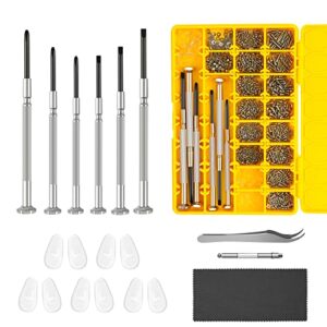 magnetic eyeglass repair kit, glasses repair kit with eyeglass screws include nose pads, precision screwdriver tool set and tweezers for eyeglasses, sunglasses, watch clock spectacle repair