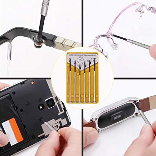 Eyeglass Repair Kit, Glasses Repair Tools with Glasses Screws, Precision Screwdriver kit, Cleaning Cloth and Tweezers, Suitable for Eyeglass, Mobile Phones, Watches