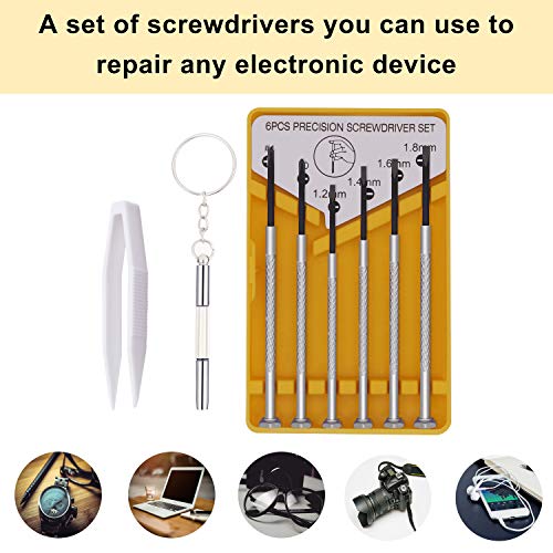 Eyeglass Repair Kit, Glasses Repair Tools with Glasses Screws, Precision Screwdriver kit, Cleaning Cloth and Tweezers, Suitable for Eyeglass, Mobile Phones, Watches