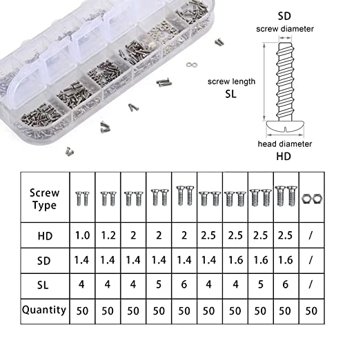 Eyeglass Repair Kit, Glasses Repair Tools with Glasses Screws, Precision Screwdriver kit, Cleaning Cloth and Tweezers, Suitable for Eyeglass, Mobile Phones, Watches