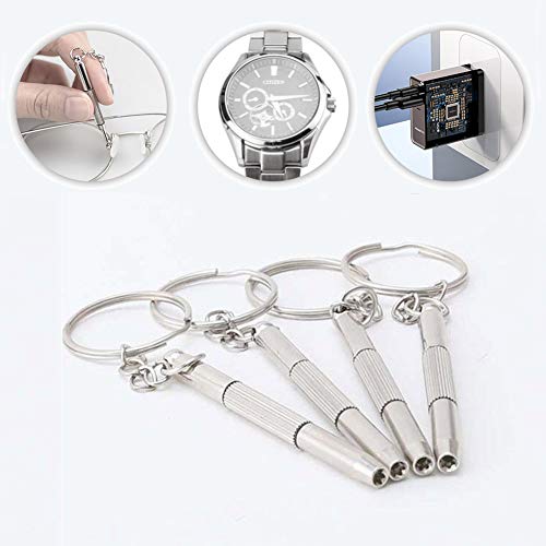 ReNext Keychain eyeglass screwdriver, screwdriver key,5PCS/Set 3 in 1 Aluminum Steel Eyeglass Screwdriver Sunglass Watch Repair Kit With Keychain Portable Screwdriver Hand Tools, eyeglass repair