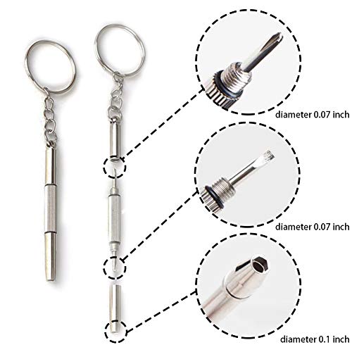 ReNext Keychain eyeglass screwdriver, screwdriver key,5PCS/Set 3 in 1 Aluminum Steel Eyeglass Screwdriver Sunglass Watch Repair Kit With Keychain Portable Screwdriver Hand Tools, eyeglass repair