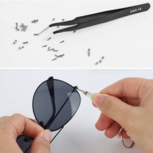 Kingsdun Eyeglass Repair Kits, Eye Glasses Repairing Set with Precision Phillips Flat Head Screwdriver & 1200PCS Screws, Curved Tweezers for Sunglasses, Spectacles & Watch Clock